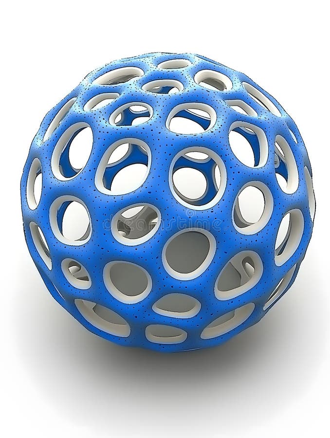 Blue Abstract Spherical Structure with Holes Stock Illustration ...