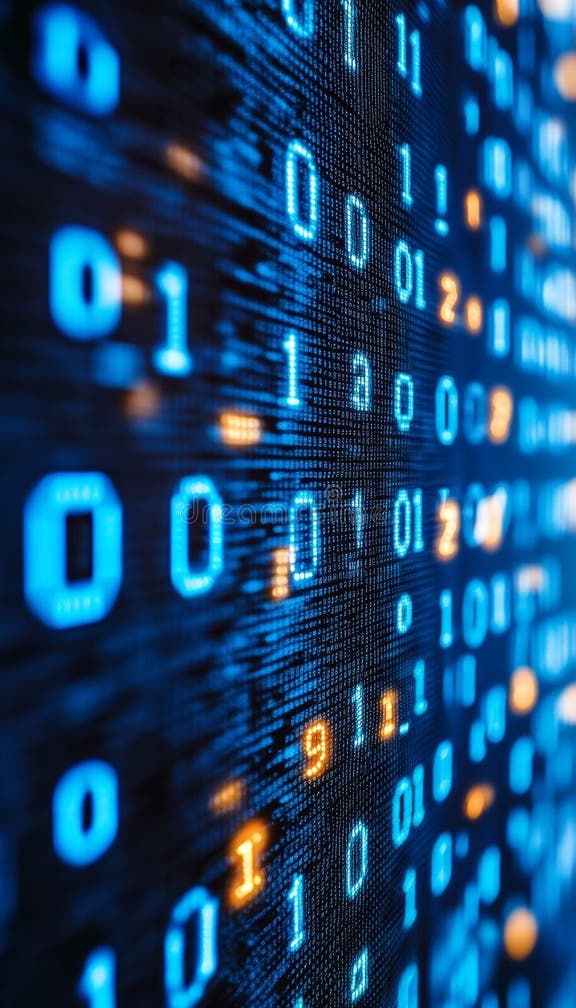 Blue Abstract Streaming Data, Binary Code Background with Numbers, Big Data, Technology Concept ...