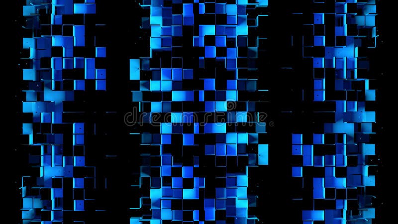 Abstract Strips of Square Mosaic Cells on Black Background Stock ...