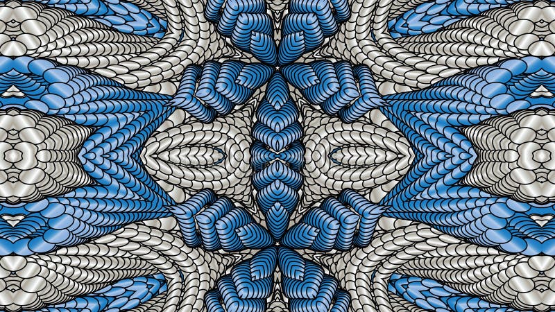 Blue Abstract Symmetric Background with Silver Patterns for Printing on ...
