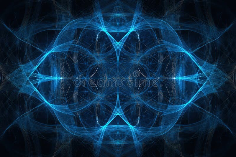 Blue Abstract Symmetrical Energy Pattern Stock Photo - Image of ...