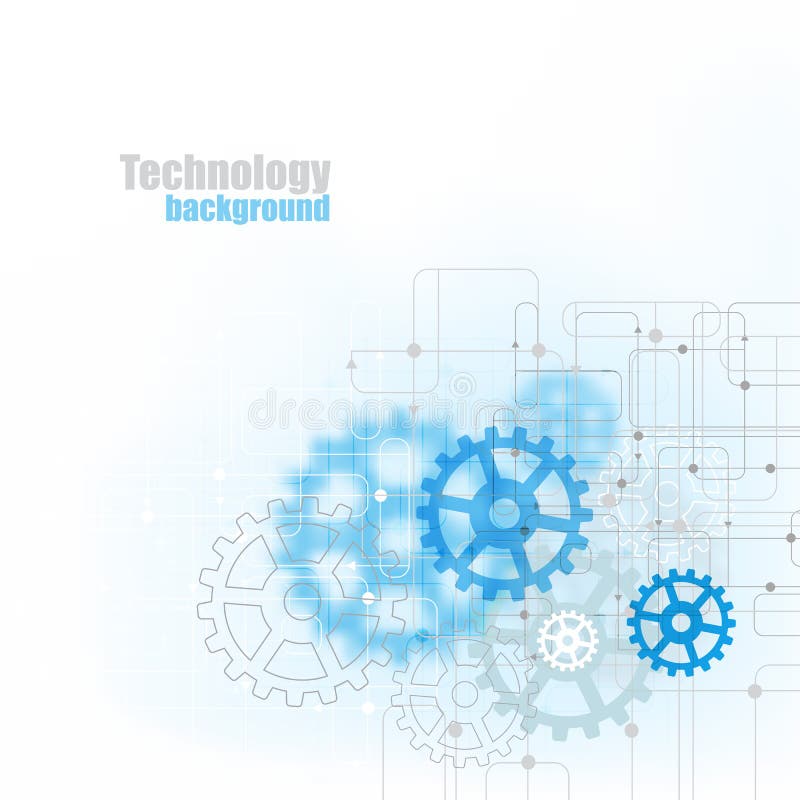 Blue Abstract Technology Background with Blue Gears on a Light ...