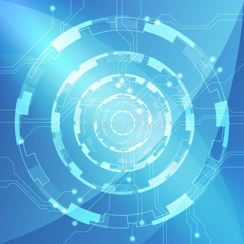 Blue Abstract Technology Mesh Background with Circles, Vector ...