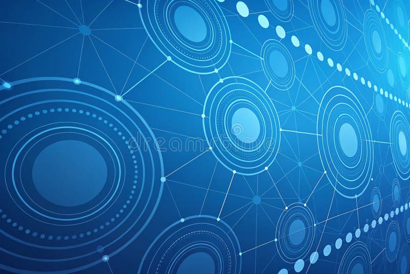 Blue Abstract Technology Mesh Background with Circles, Illustration ...