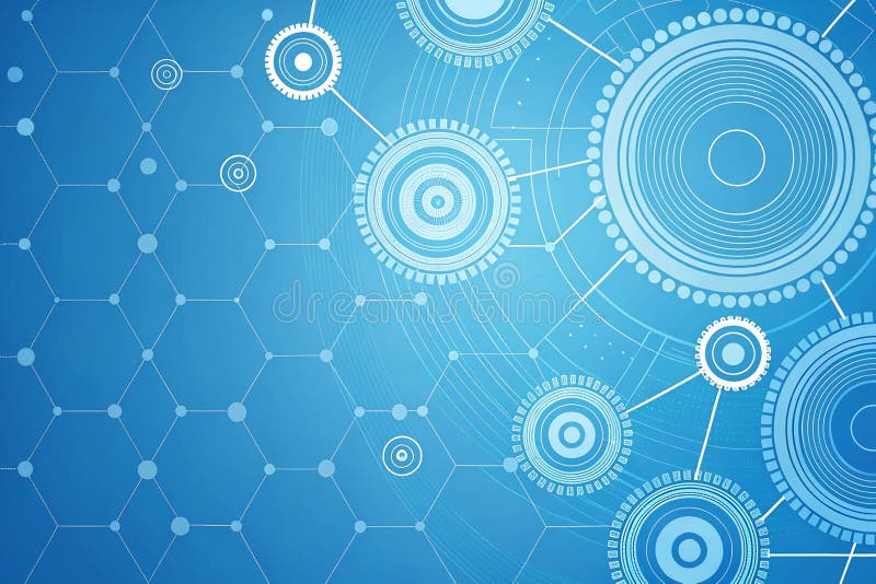 Blue Abstract Technology Mesh Background with Circles, Illustration ...