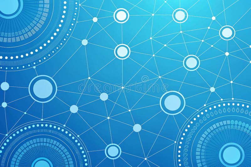 Blue Abstract Technology Mesh Background with Circles, Illustration ...