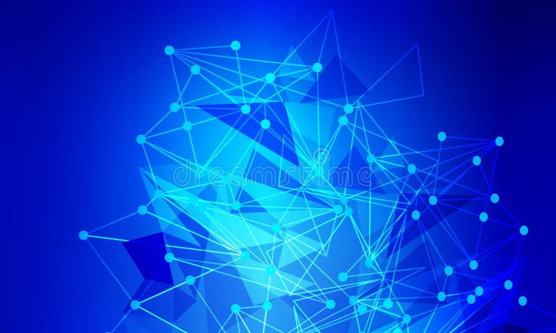 Blue Abstract Technology Mesh Background with Circles, Vector ...