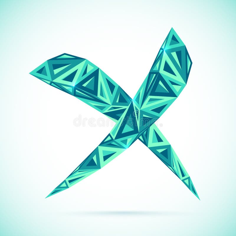 Blue Abstract Triangles Isolated Vector Cross Mark Stock Vector ...