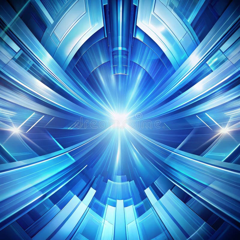 Blue Abstract Tunnel a Composition of Geometric Shapes and Light Rays ...