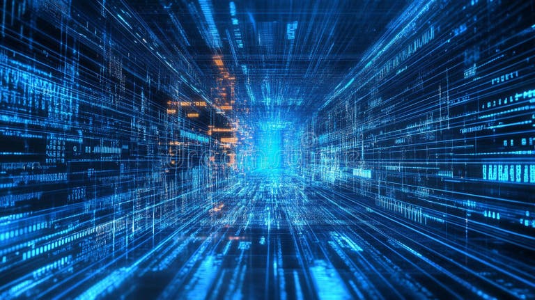 Blue Abstract Wallpaper Featuring High-Tech Coding and Digital Information for Advanced ...