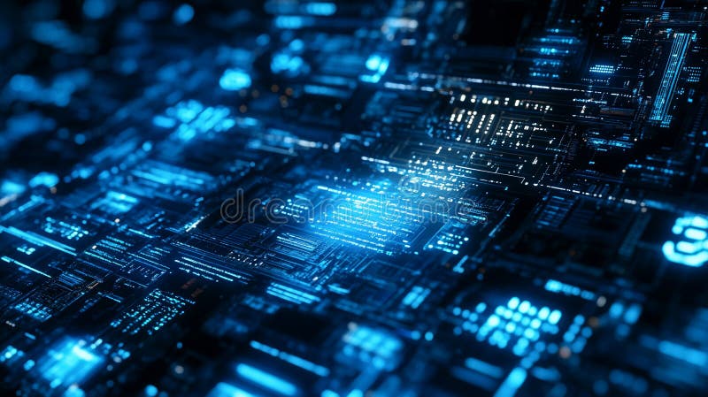 Blue Abstract Wallpaper Featuring High-Tech Coding and Digital ...