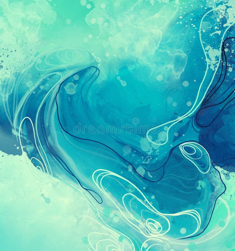 Blue Abstract watercolor stock illustration. Illustration of drawing ...