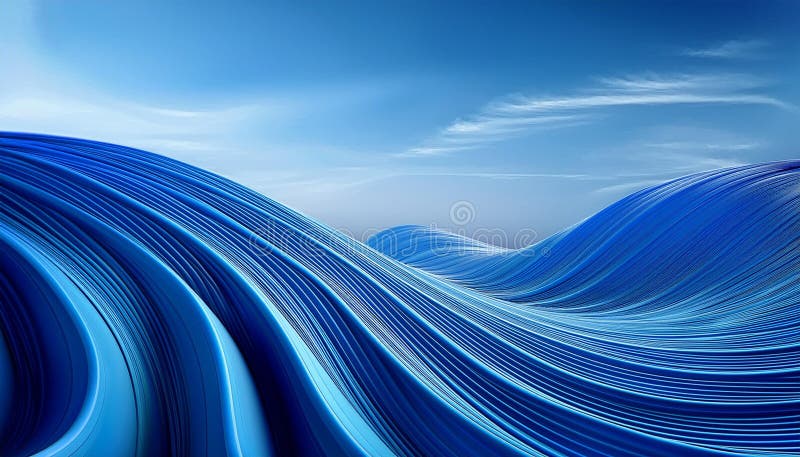Blue Abstract Wave Pattern on a Clean Background. 3D Rendering Stock ...