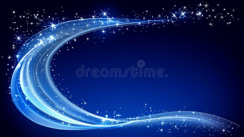 Blue Abstract Wave with Sparkling Stars Design Stock Image - Image of background, elegant: 360111501