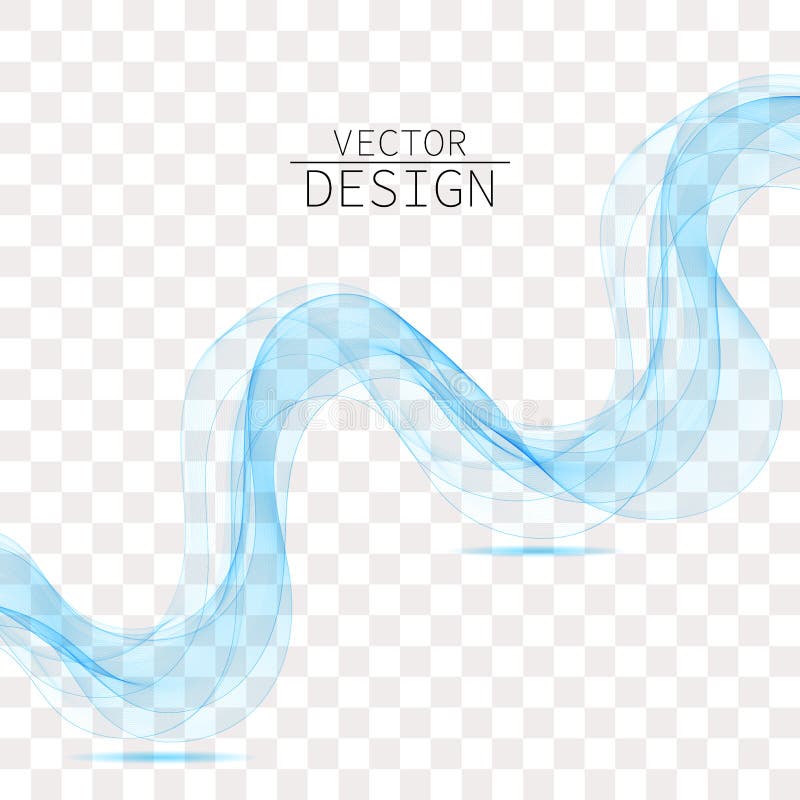 Blue Stream of Wavy Lines in the Form of a Wave of Smoke. Abstract ...
