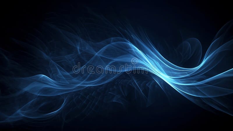 Blue Abstract Waves On A Black Background Electric Blue Wave
