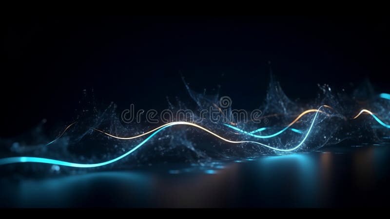 Blue Abstract Waves on a Black Background. Electric Blue Wave ...