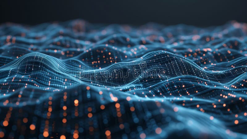 Blue Abstract Wavy 3d Holographic Scientific Background Stock Photo ...