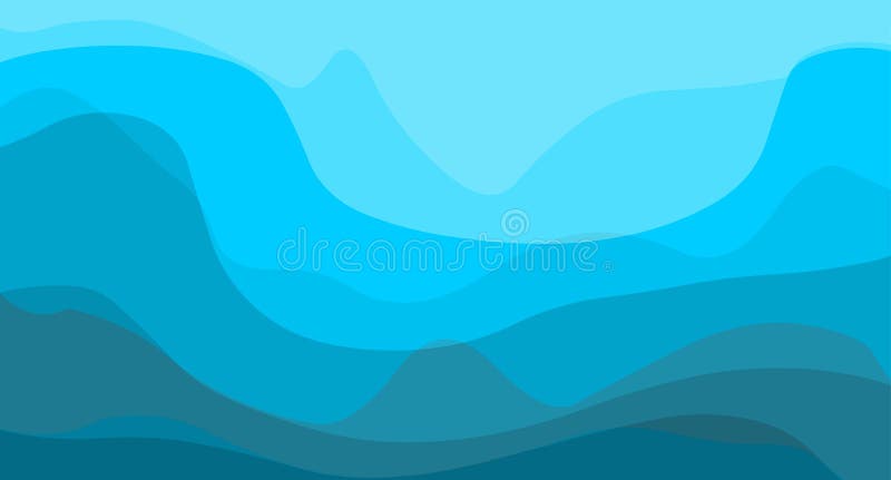 Blue Abstract Wavy Transition. Light Dark Gradient Blue Wave Cloud, Sea ...