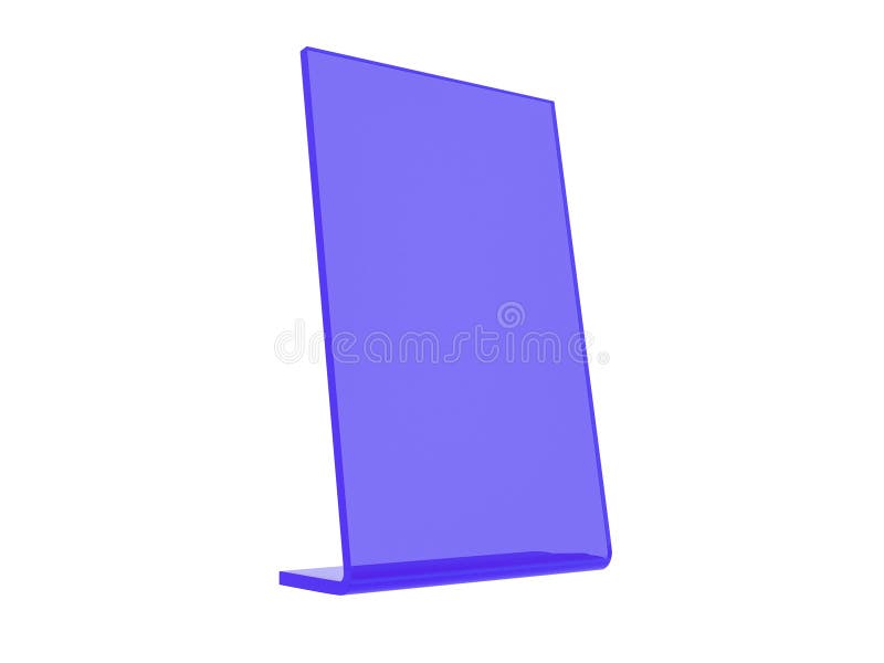 Blue Acrylic or Plastic Table Stand Display on White Background. 3d ...