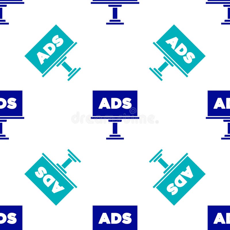 Blue Advertising Icon Isolated Seamless Pattern on White Background ...