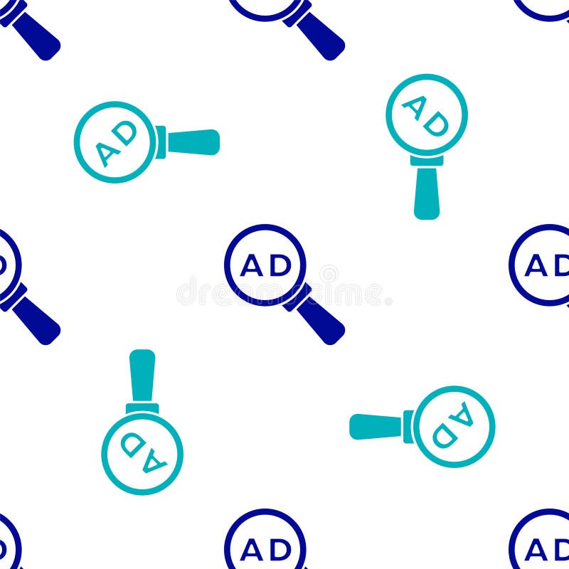Blue Advertising Icon Isolated Seamless Pattern on White Background ...