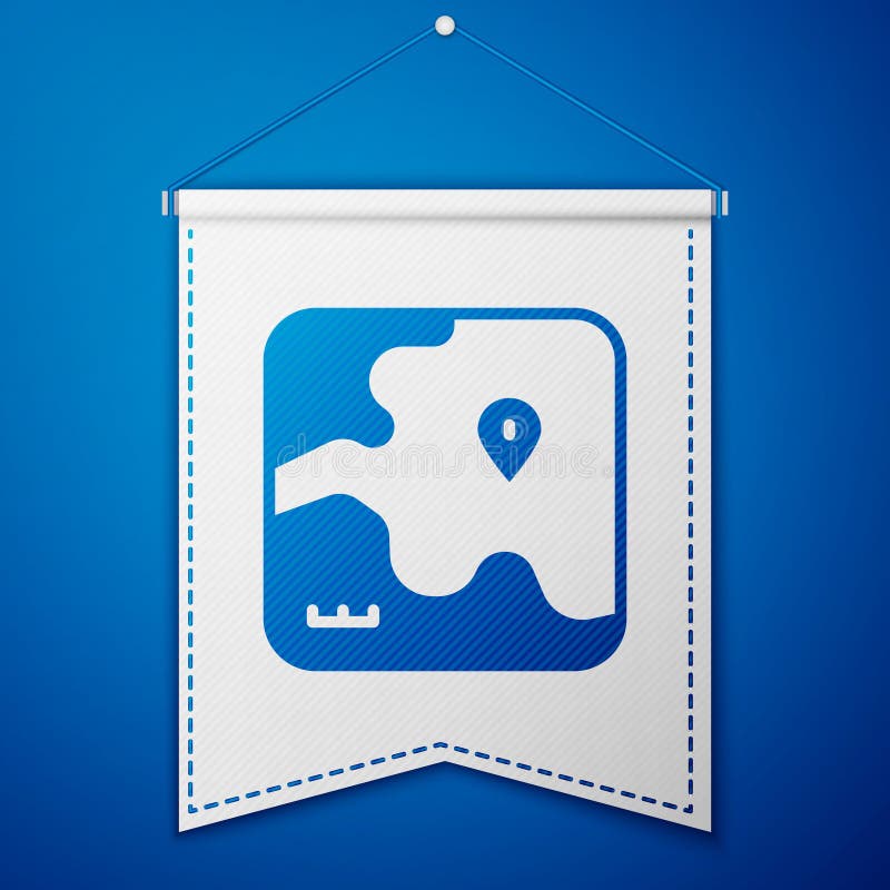 Blue Africa Safari Map Icon Isolated on Blue Background. White Pennant ...