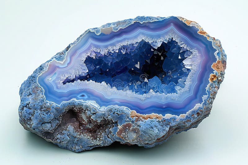 A Blue Agate Cut in Half, White Background, High Resolution Photography ...