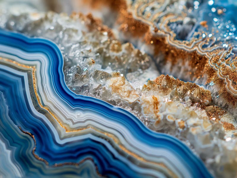 Blue Agate Stone Macro Texture Stock Photo - Image of gemstone, agate ...