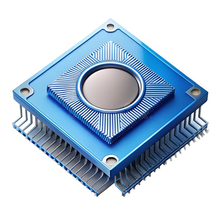 Blue AI Chip with Cooling Fins Stock Image - Image of technology, white ...