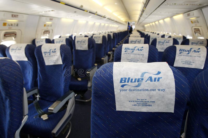 Blue Air airplane interior editorial stock photo. Image of aircraft ...