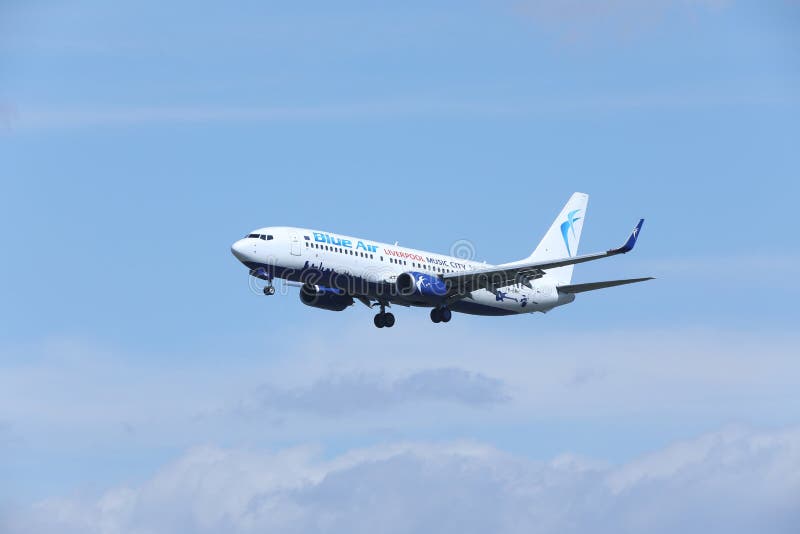 Blue Air Boeing 737-800 YR-BAH, Blue Sky with Clouds Editorial Image ...