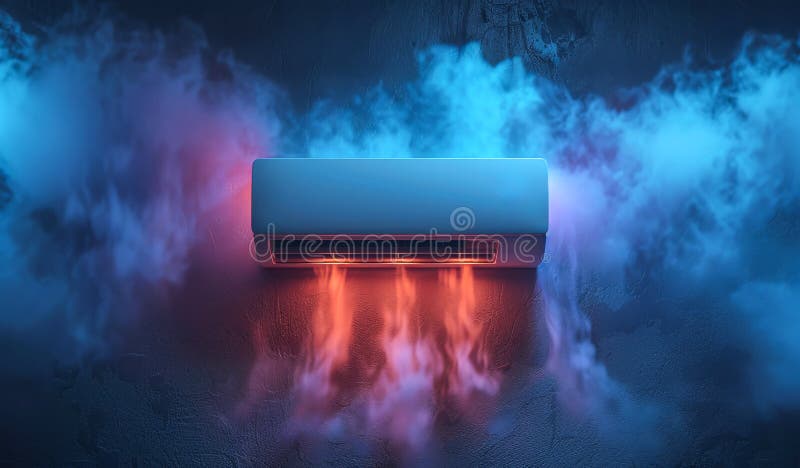 A Blue Air Conditioner is Blowing Out Steam Stock Photo - Image of ...