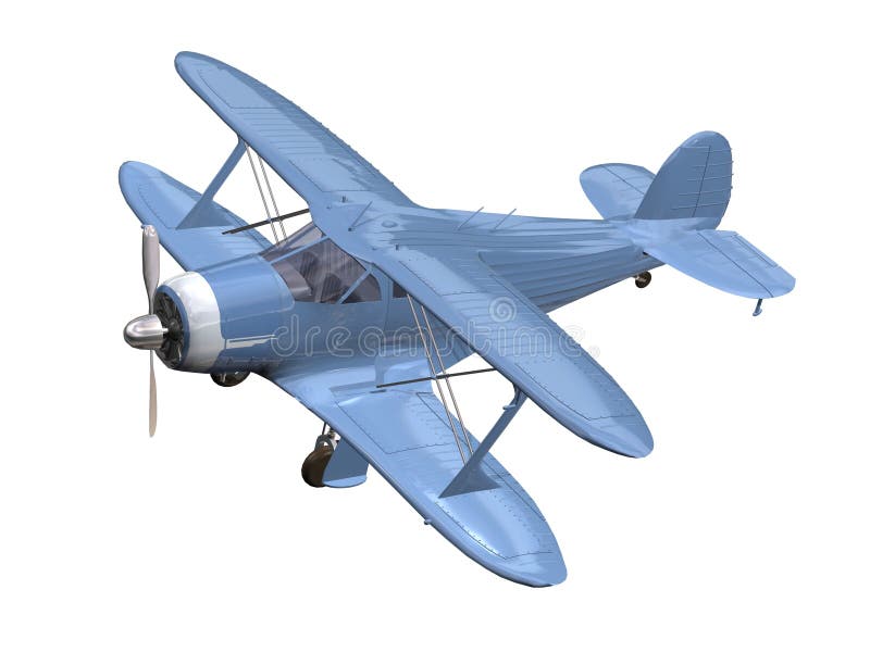 Blue airplane stock illustration. Illustration of biplane - 2553935