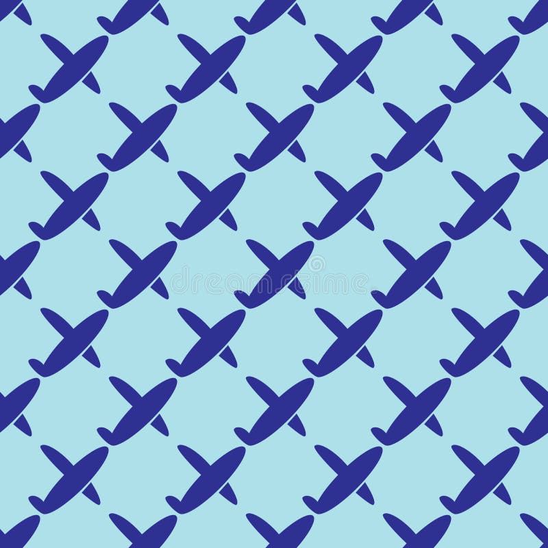 Blue Airplane Flying Seamless Pattern Stock Vector - Illustration of ...