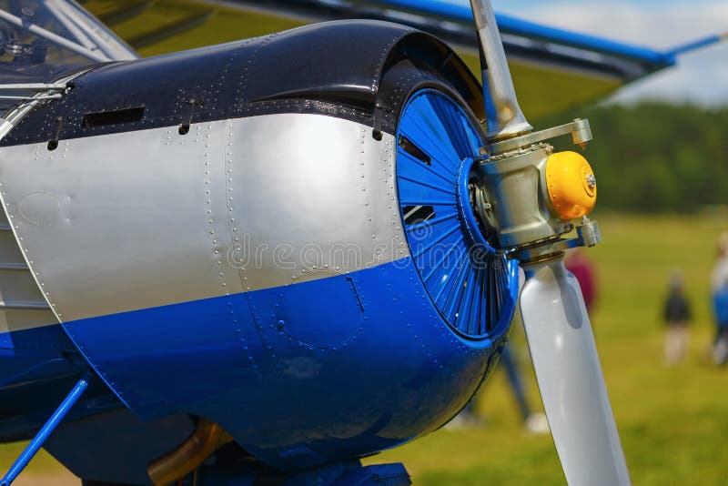 Blue airplane fuselage stock photo. Image of metal, biplane - 68643942