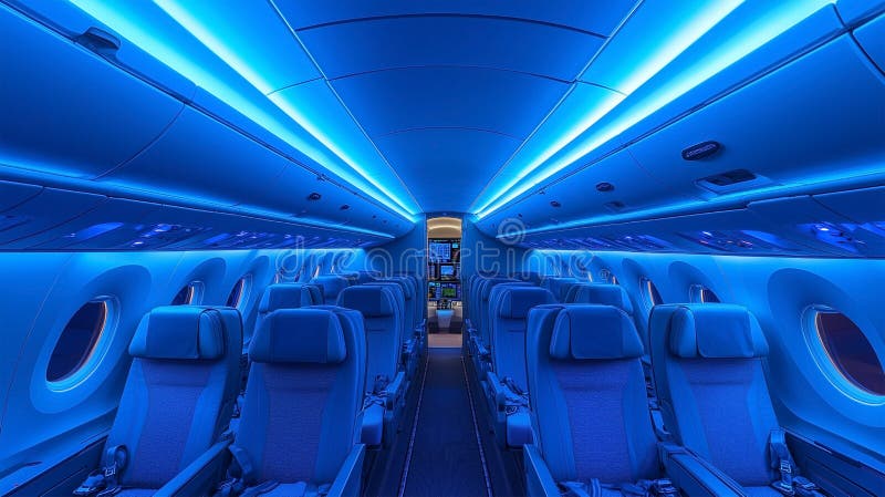 A Blue Airplane with a Blue Interior Stock Illustration - Illustration ...