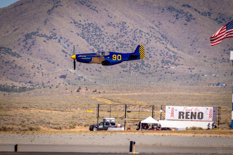Blue Airplane in a Race Fly through the Desert Editorial Photography ...