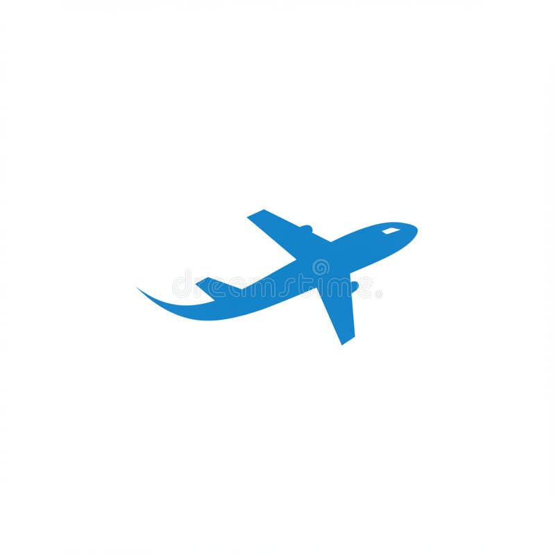 Blue Airplane Silhouette Icon on a White Background. the Design ...