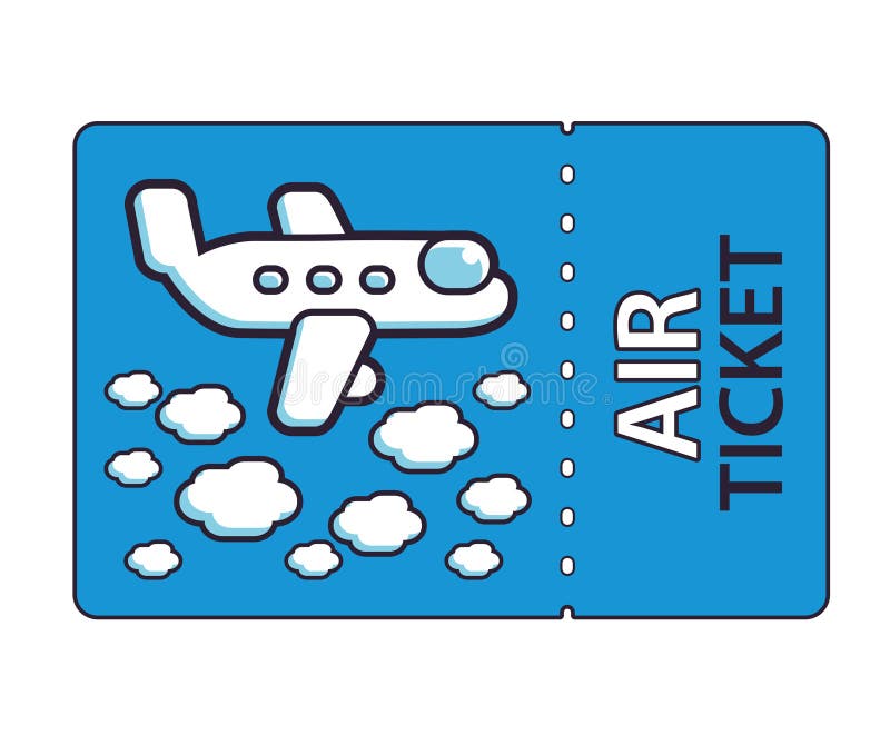 Blue airplane ticket stock vector. Illustration of airplane - 283963340