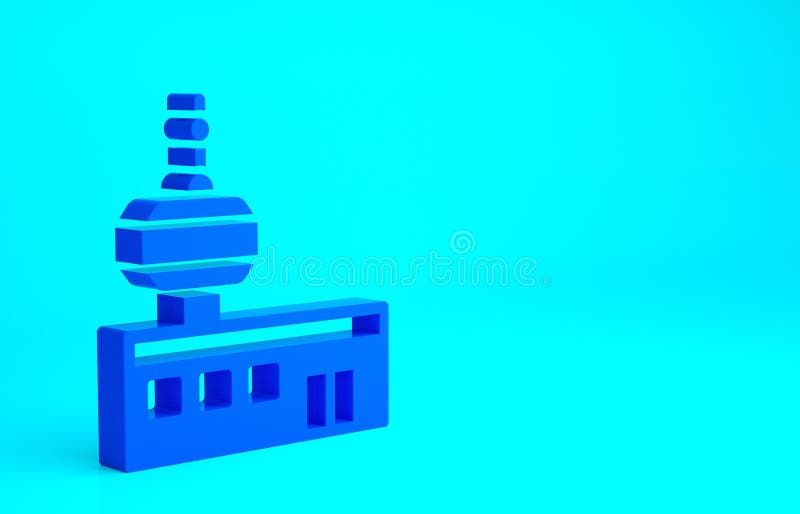 Blue Airport Control Tower Icon Isolated on Blue Background. Minimalism ...