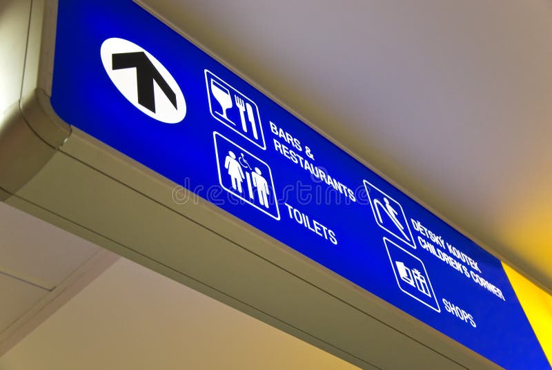 Blue Airport Direction Sign Stock Image - Image of information, airport ...
