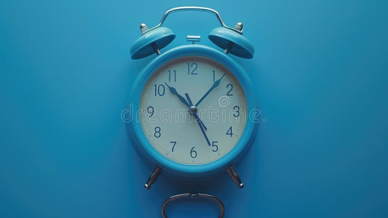 A Blue Alarm Clock Against a Blue Backdrop. Ideal for Time Management ...