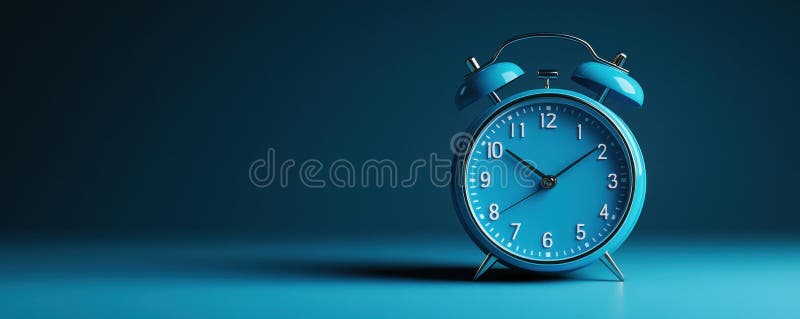 Blue Alarm Clock Against a Solid Blue Background Symbolizing Time ...