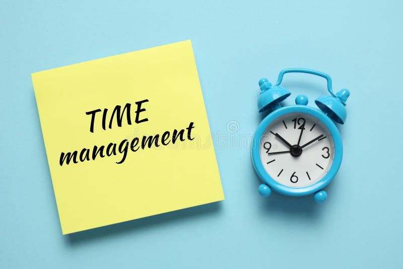 Blue Alarm Clock and Paper Reminder. Time Management, Priorities ...