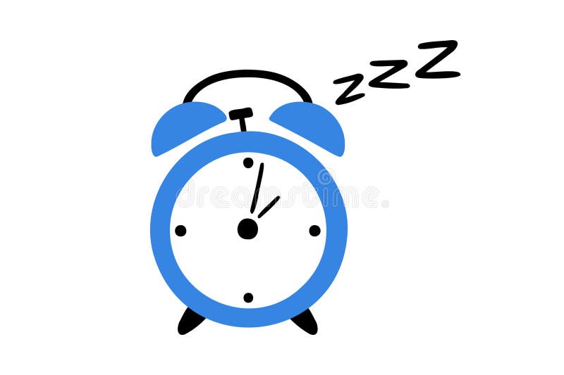 Blue Alarm Clock. Sleep Time Concept Icon. Table Clock Night Time Stock ...