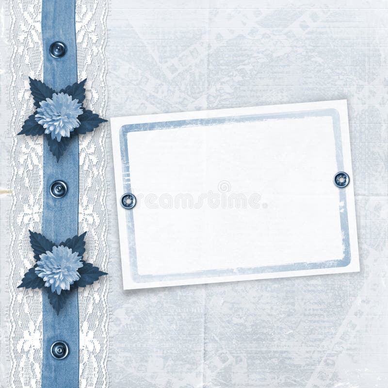 Blue Album for Photos with Lace Stock Illustration - Illustration of ...