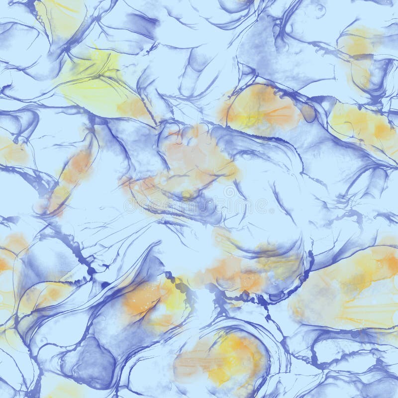 Blue Alcohol Ink Seamless Pattern Stock Illustration - Illustration of ...