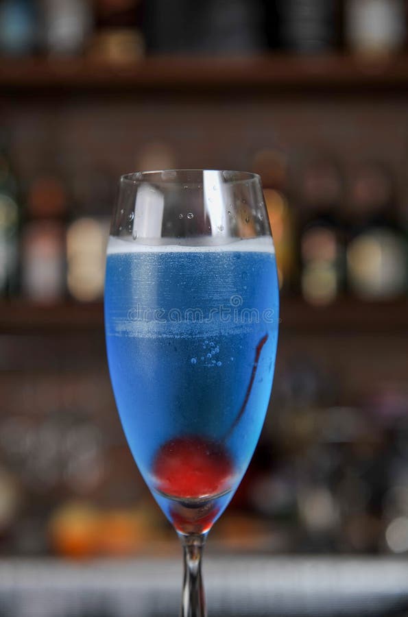 Blue Alcoholic Cocktail with Dry Ice Isolated Stock Image - Image of ...