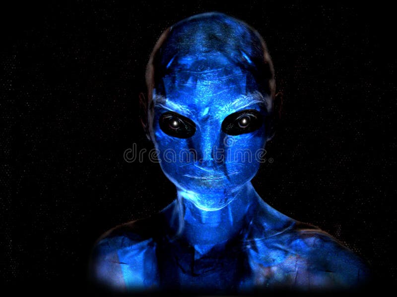 Blue alien stock illustration. Illustration of black, glowing - 4677267